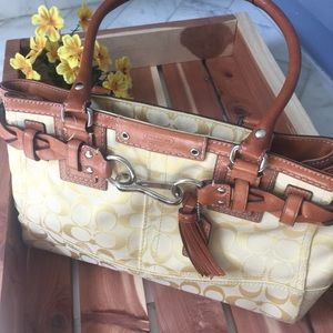 Coach | Bags | Coach Hampton Signature Yellow Carryall Satchel | Poshmark